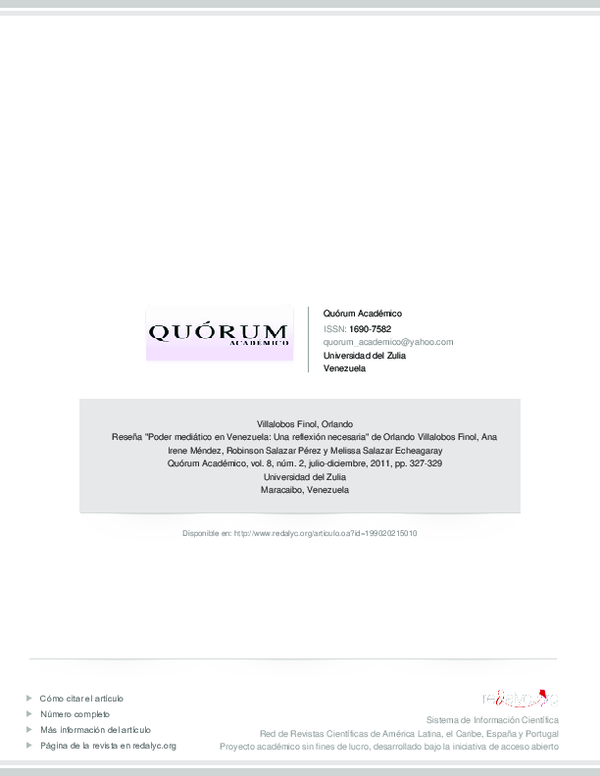 (PDF) Reseña "Poder mediático en Venezuela: Una reflexión necesaria" de ...
