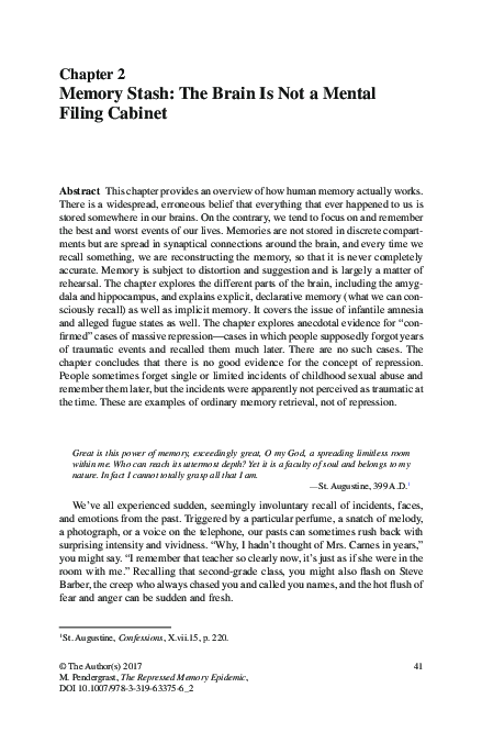 (PDF) Memory Stash: The Brain Is Not a Mental Filing Cabinet