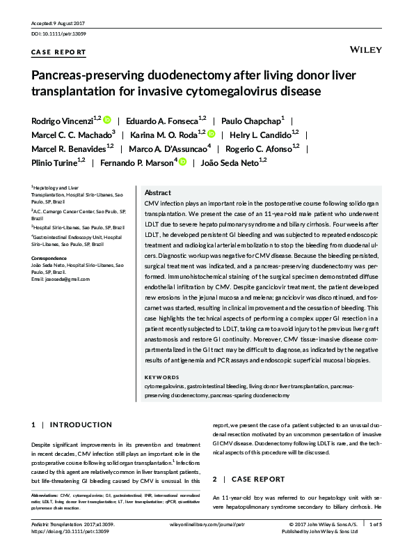 (PDF) Pancreas-preserving duodenectomy after living donor liver ...