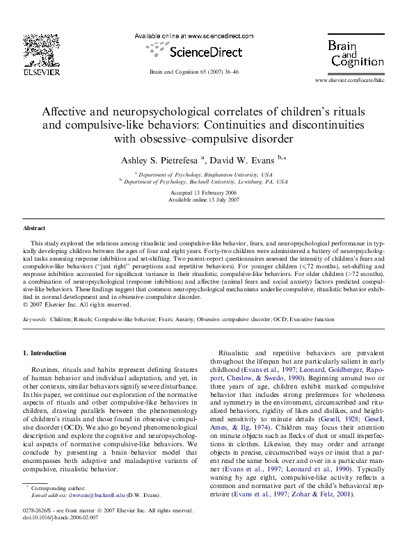 (PDF) Affective and neuropsychological correlates of children’s rituals ...