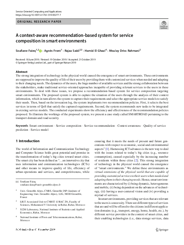 (PDF) A context-aware recommendation-based system for service composition in smart environments
