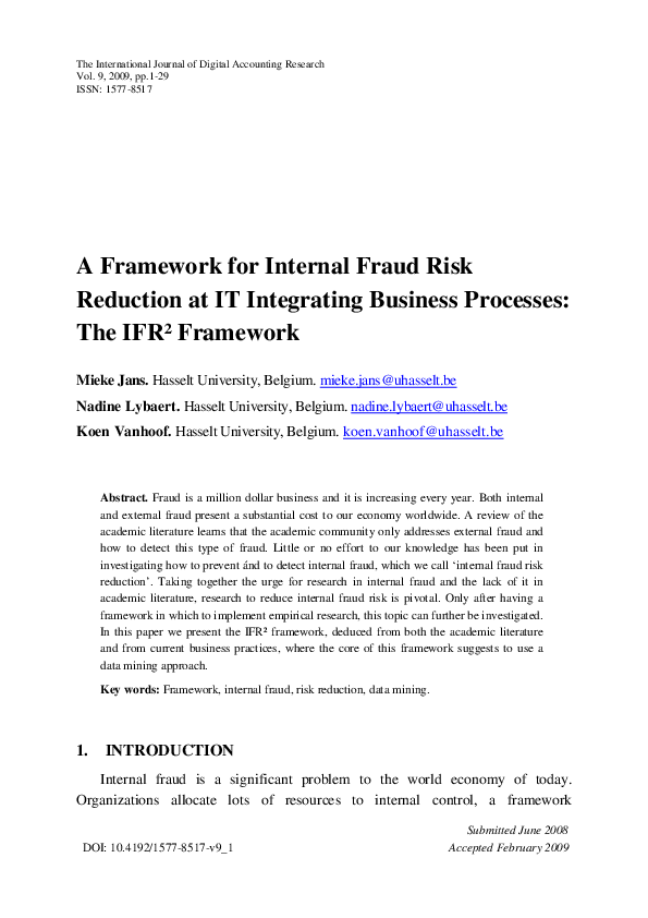 (PDF) A Framework for Internal Fraud Risk Reduction at IT Integrating ...