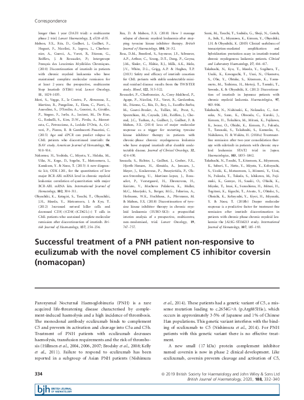 (PDF) Successful treatment of a PNH patient non‐responsive to ...