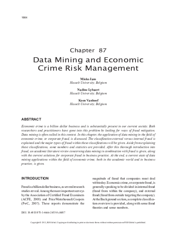 (PDF) Data Mining and Economic Crime Risk Management