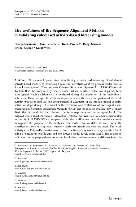 (PDF) The usefulness of the Sequence Alignment Methods in validating rule-based activity-based ...