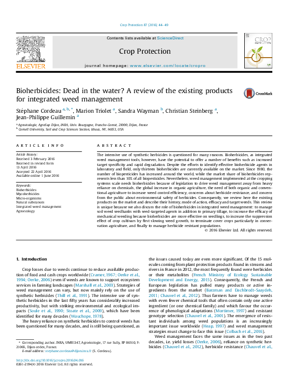 (PDF) Bioherbicides: Dead in the water? A review of the existing ...