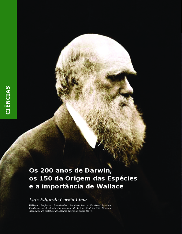 (PDF) Os 200 anos de Darwin, os 150 da Origem das Espécies e a ...