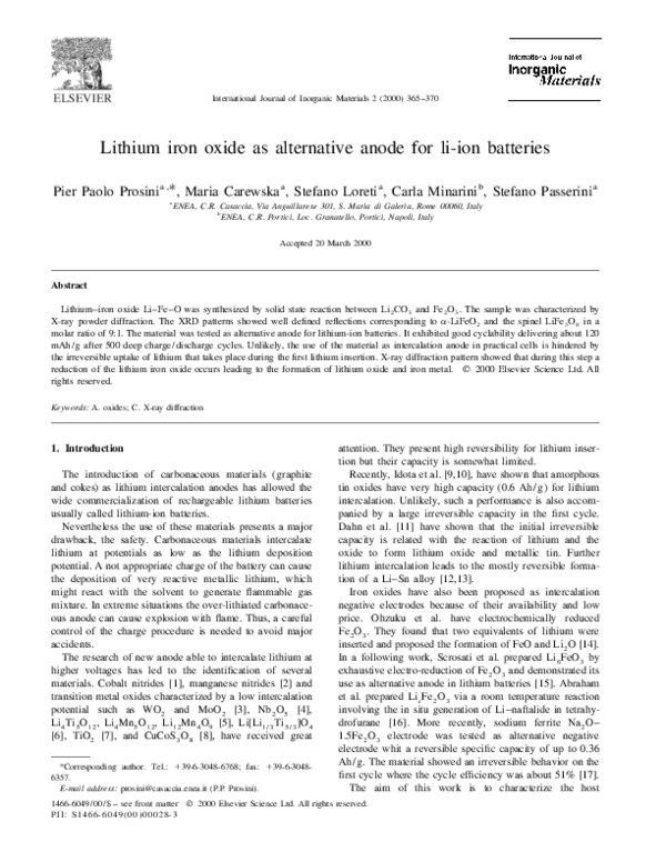 (PDF) Lithium iron oxide as alternative anode for li-ion batteries