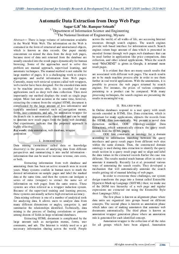 (PDF) Automatic Data Extraction from Deep Web