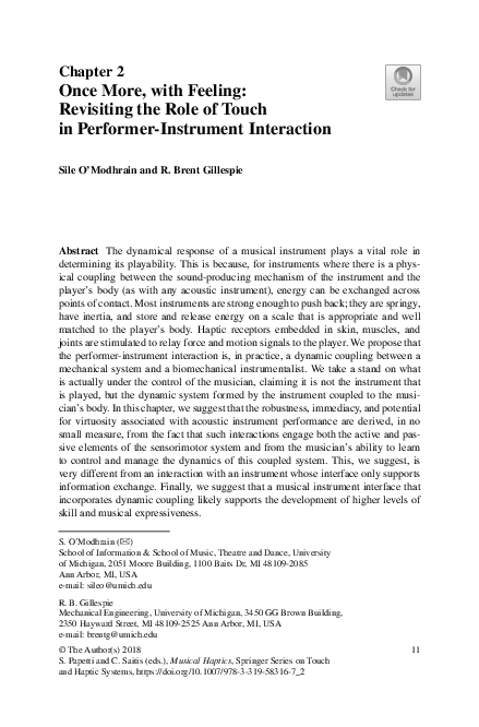 (PDF) Once More, with Feeling: Revisiting the Role of Touch in ...