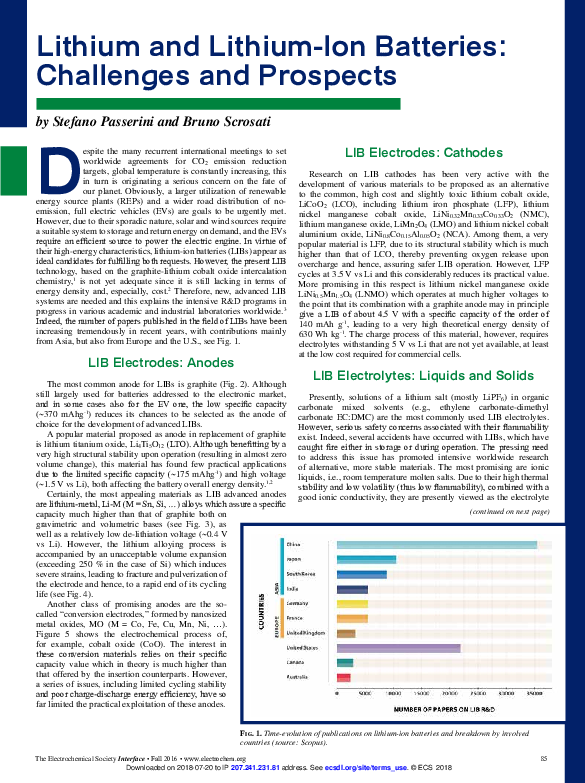 (PDF) Lithium and Lithium-Ion Batteries: Challenges and Prospects