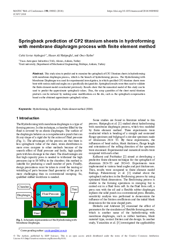 (PDF) Springback prediction of CP2 titanium sheets in hydroforming with ...