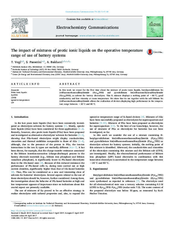 (PDF) The impact of mixtures of protic ionic liquids on the operative temperature range of use ...