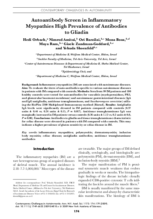 (PDF) Autoantibody Screen in Inflammatory Myopathies High Prevalence of ...