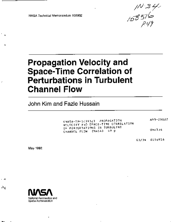 (PDF) Propagation velocity and space-time correlation of perturbations in turbulent channel flow