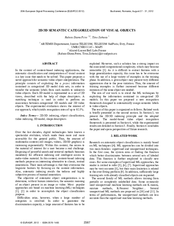 (PDF) 2D/3D semantic categorization of visual objects
