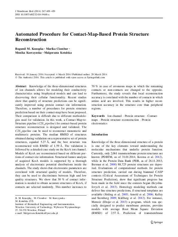 (PDF) Automated Procedure for Contact-Map-Based Protein Structure ...