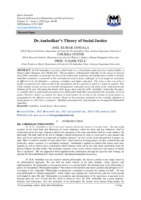 (PDF) Dr.Ambedkar's Theory of Social Justice