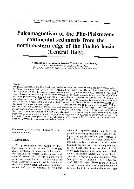(PDF) Paleomagnetism of the Plio-Pleistocene continental sediments from ...
