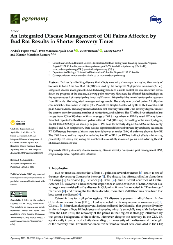 (PDF) An Integrated Disease Management of Oil Palms Affected by Bud Rot ...