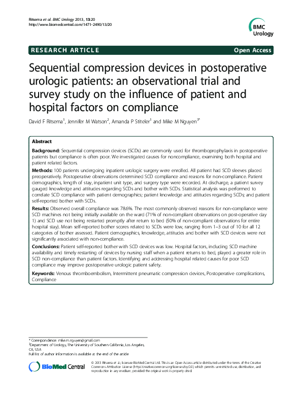 (PDF) Sequential compression devices in postoperative urologic patients ...