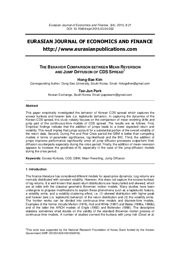 (PDF) The Behavior Comparison between Mean Reversion and Jump Diffusion ...