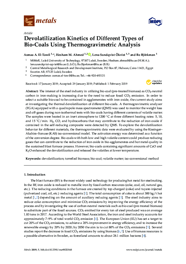 (PDF) Devolatilization Kinetics of Different Types of Bio-Coals Using ...