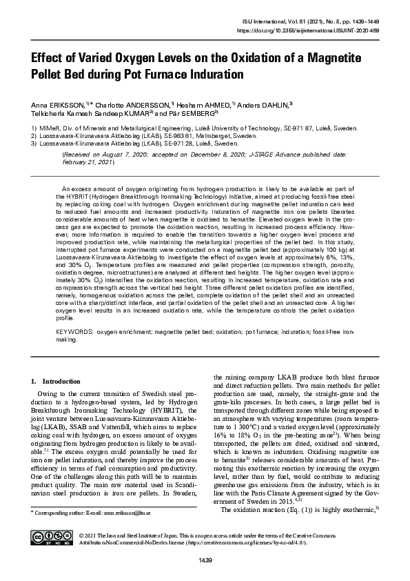 (PDF) Effect of Varied Oxygen Levels on the Oxidation of a Magnetite ...