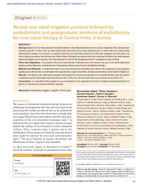 (PDF) Root canal irrigation