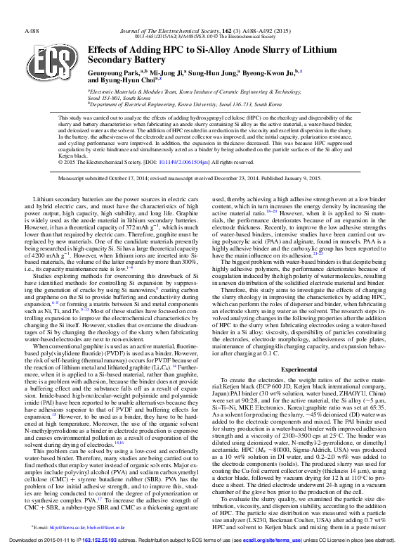 (PDF) Effects of Adding HPC to Si-Alloy Anode Slurry of Lithium ...
