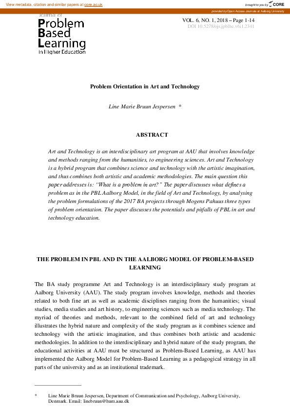 (PDF) Problem Orientation in Art and Technology