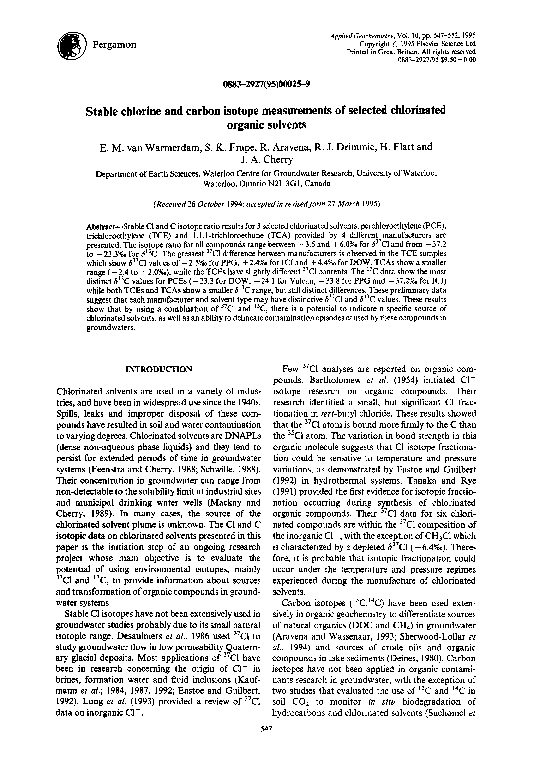 (PDF) Stable chlorine and carbon isotope measurements of selected ...