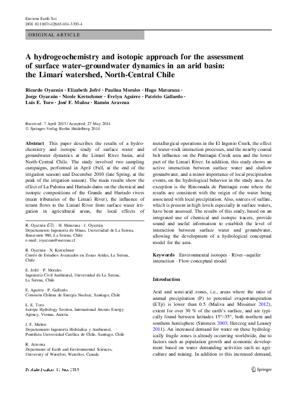 (PDF) A hydrogeochemistry and isotopic approach for the assessment of ...