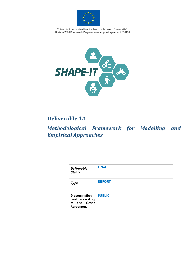 (PDF) Methodological Framework for Modelling and Empirical Approaches (Deliverable D1.1 in the ...