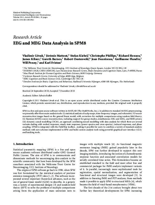 Pdf Eeg And Meg Data Analysis In Spm8