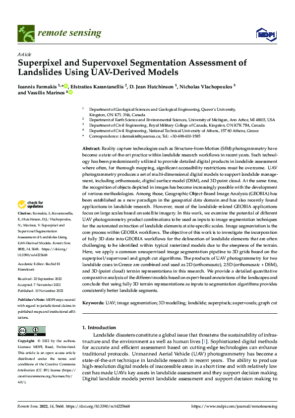 (PDF) Superpixel and Supervoxel Segmentation Assessment of Landslides Using UAV-Derived Models