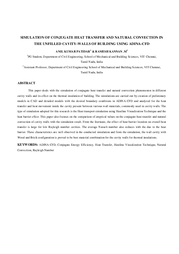 Pdf Simulation Of Conjugate Heat Transfer And Natural Convection In
