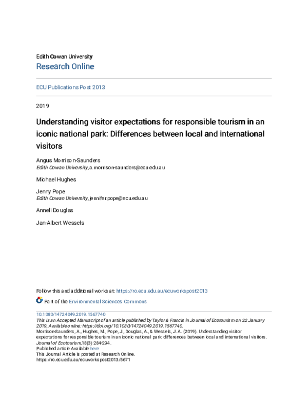 (PDF) Understanding visitor expectations for responsible tourism in an ...