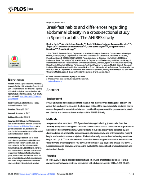 (PDF) Breakfast habits and differences regarding abdominal obesity in a ...