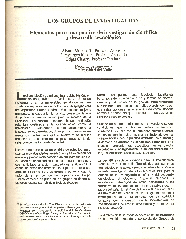 (PDF) Los grupos de investigación: Elementos para una política de ...