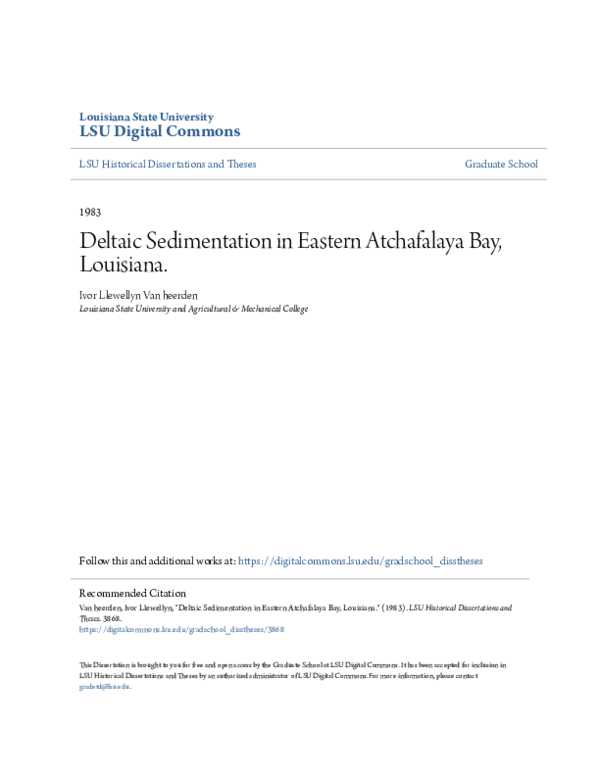 (PDF) Deltaic Sedimentation in Eastern Atchafalaya Bay, Louisiana