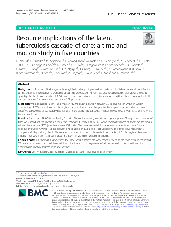 (PDF) Resource implications of the latent tuberculosis cascade of care ...
