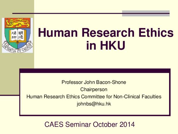 (PDF) Human Research Ethics in HKU