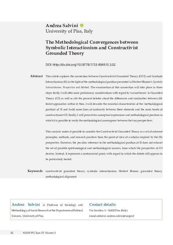 (PDF) The Methodological Convergences between Symbolic Interactionism ...