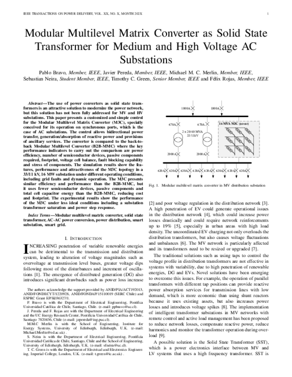 (PDF) Modular Multilevel Matrix Converter as Solid State Transformer for Medium and High Voltage ...