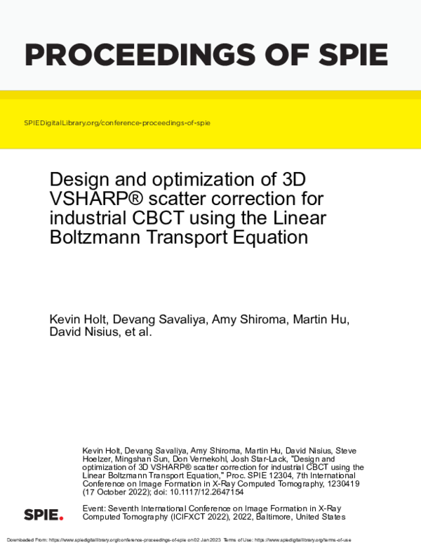 (PDF) Design and optimization of 3D VSHARP® scatter correction for ...