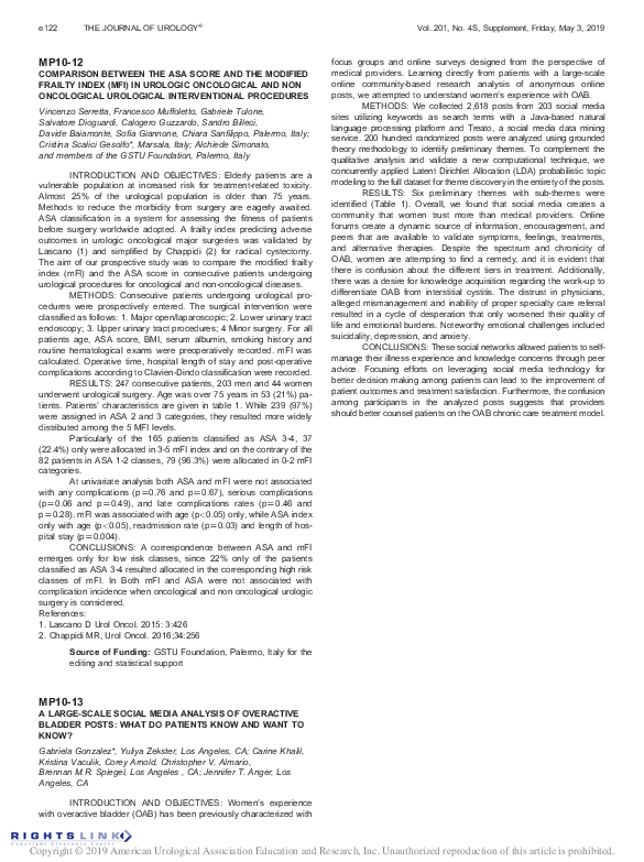 (PDF) MP10-12 COMPARISON Between the Asa Score and the Modified Frailty ...