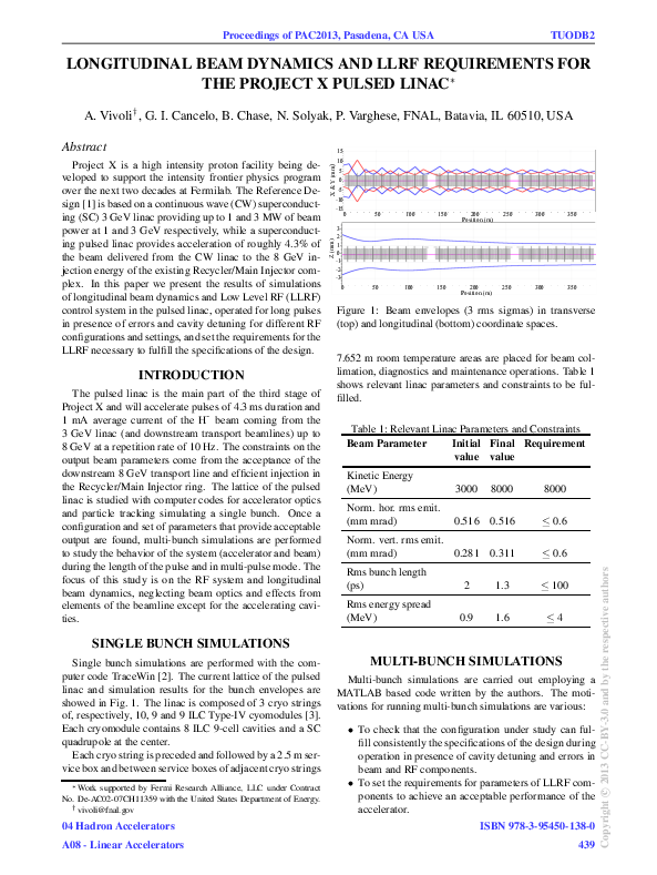 (PDF) Longitudinal Beam Dynamics and LLRF Requirements for the Project ...