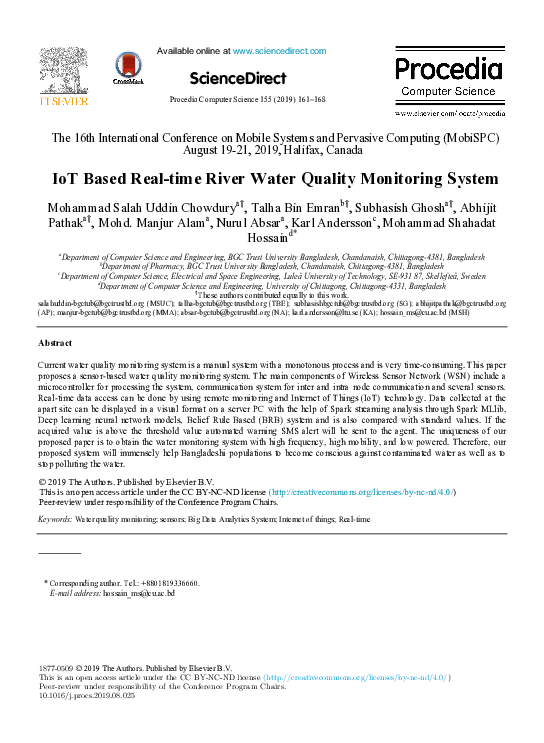 (PDF) IoT Based Real-time River Water Quality Monitoring System (PDF) IoT Based Real-time River Water Quality Monitoring System