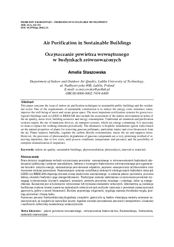 (PDF) Air Purification in Sustainable Buildings